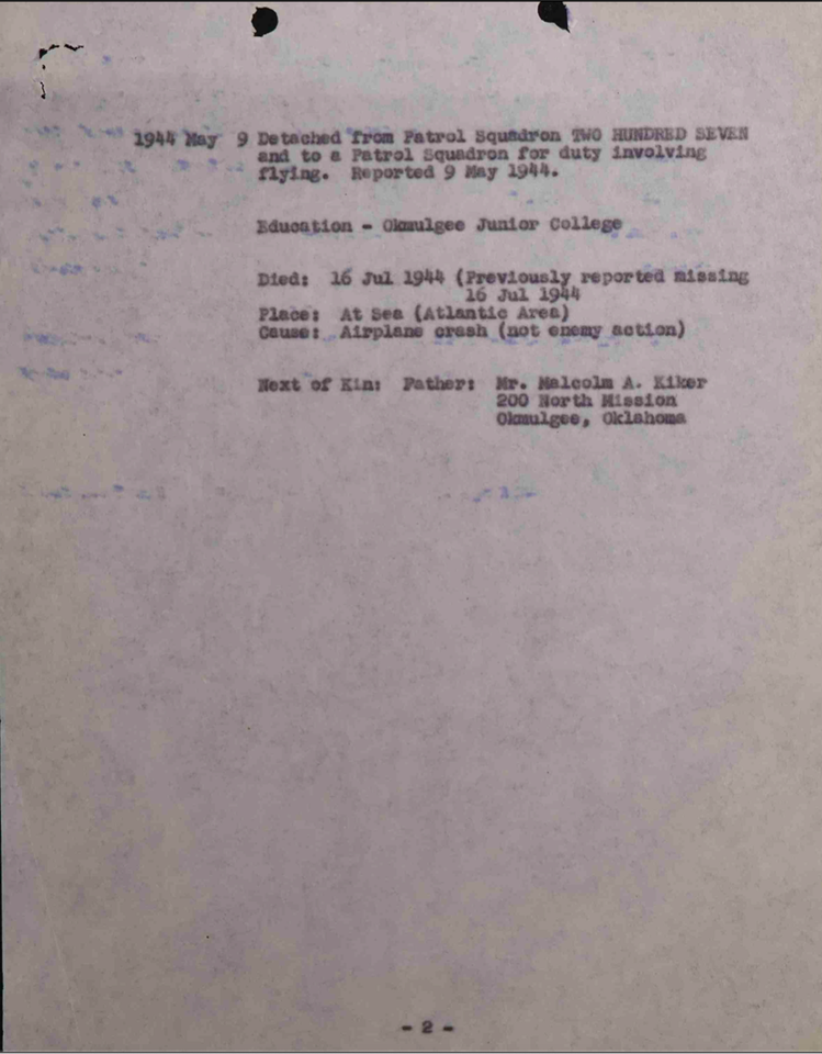 WW2 Era Fully Documented and Named MIA/KIA Naval Aviator Seaplane Pilot ...