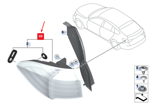 BMW 5 Gran Turismo F07 Feu arrière droit RHD 63217306166 NEUF ORIGINE ...