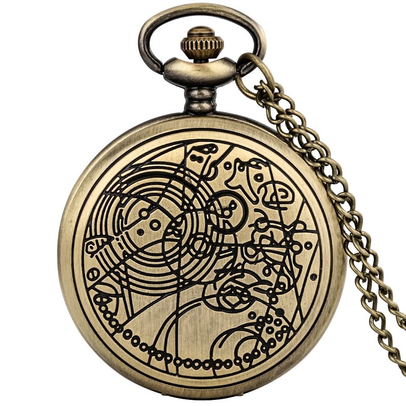 Bronze Doctor Who Quartz Pocket Watch Lot Necklace Fob Chain for Women ...
