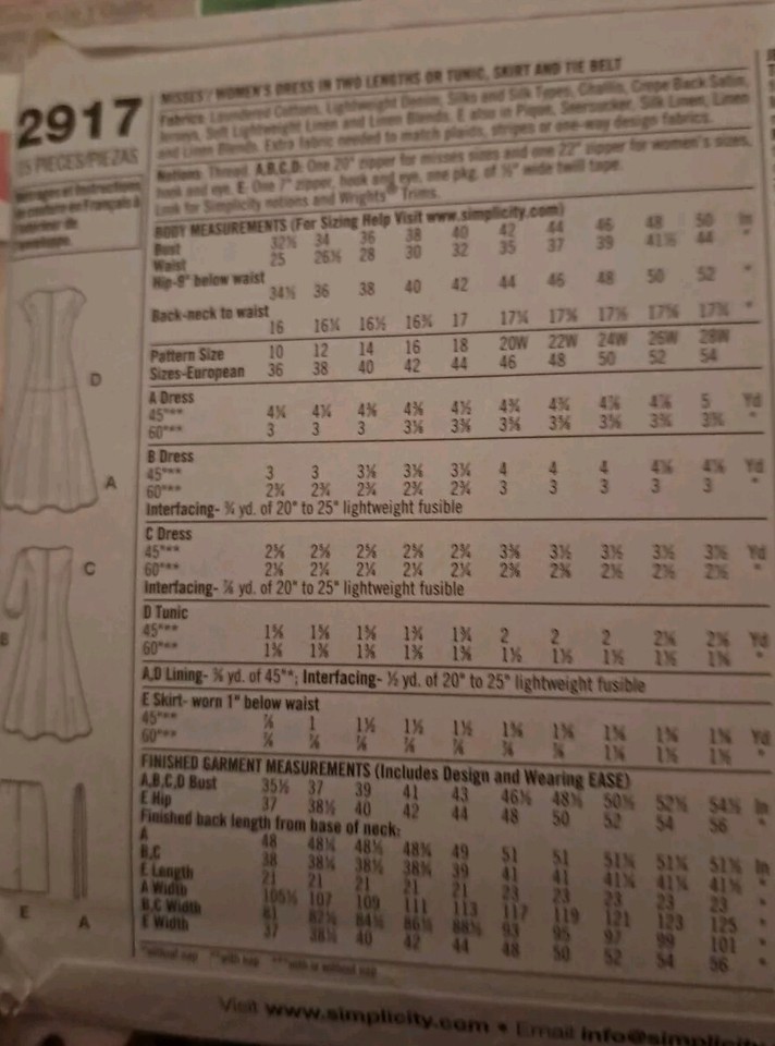 Simplicity Dress Skirt Top Pattern 2917 Size AA 10 to 16 Uncut | eBay