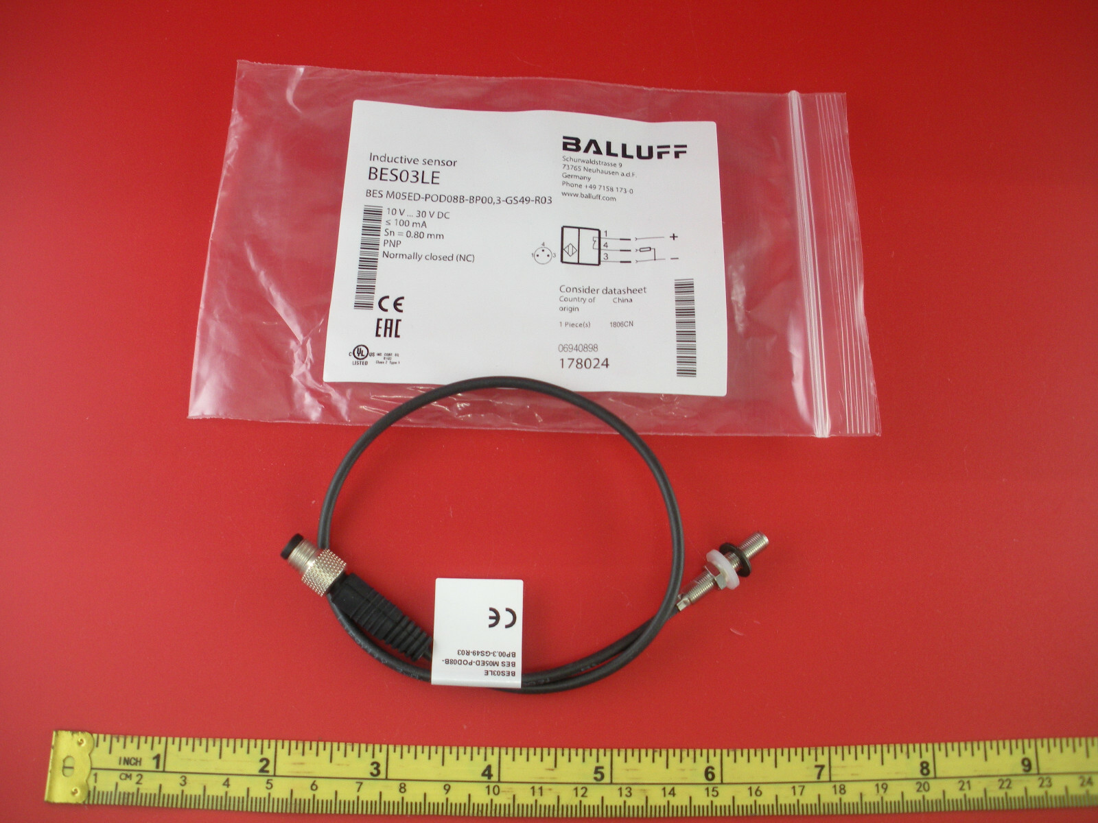 Balluff BES03LE Proximity Sensor BES M05ED-POD08B-BP00,3-GS49-R03 Sn 0 ...