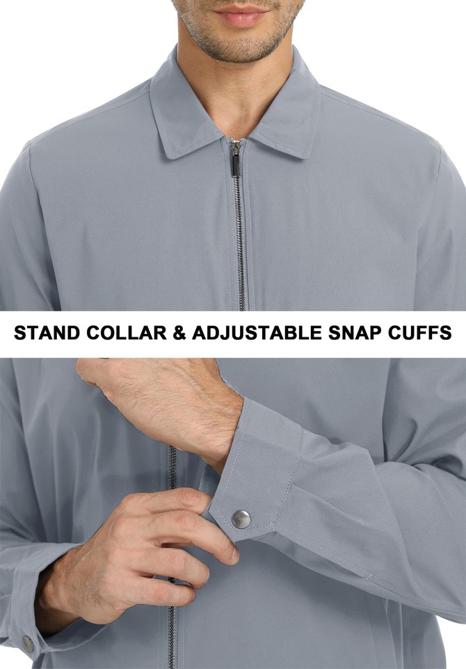 Men's Thin Spring Jacket Full-Zip Lightweight Bomber Jacket Casual ...