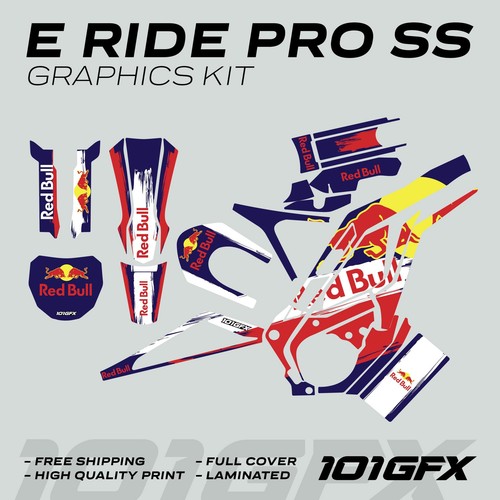 E Ride Pro SS Graphics Kit R BULL Race Navy Decals Stickers Laminated ...