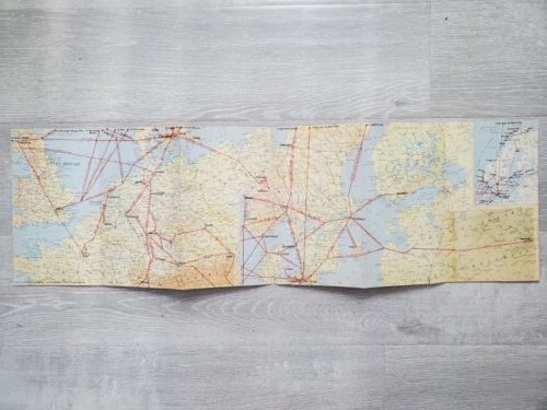 1960 SAS Scandinavian Airlines Vintage Route Map Laminated Esselte ...