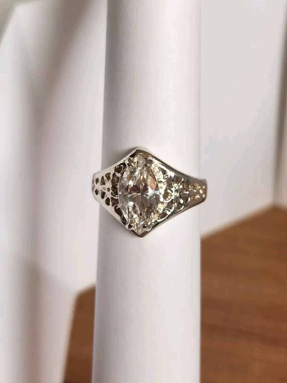 Signed "925 Lind" Sterling Silver Marquise Cut Glass Stone Ring Size 7.25 4.2g | eBay