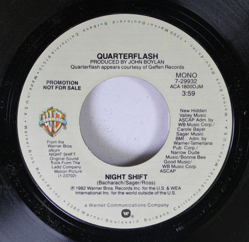 Rock Nm! Promo 45 Quarterflash - Night Shift / Night Shift On WB | eBay