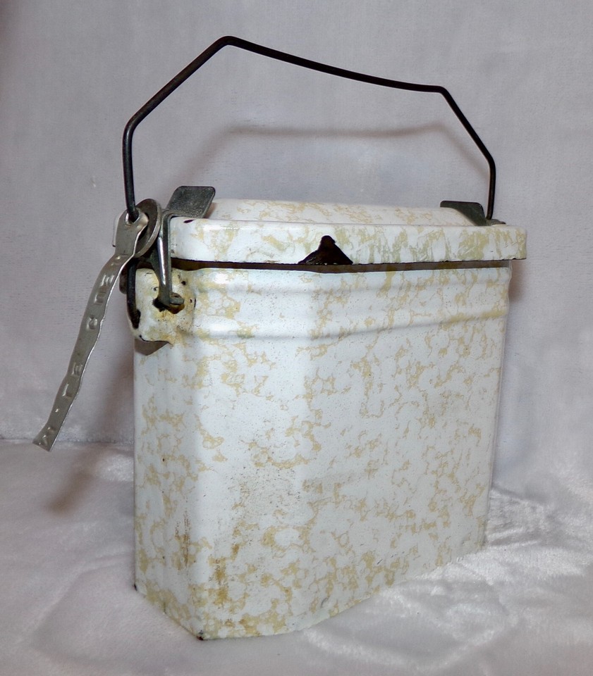 Vintage Enamel Graniteware French Lunch Pail Box With Handle | eBay