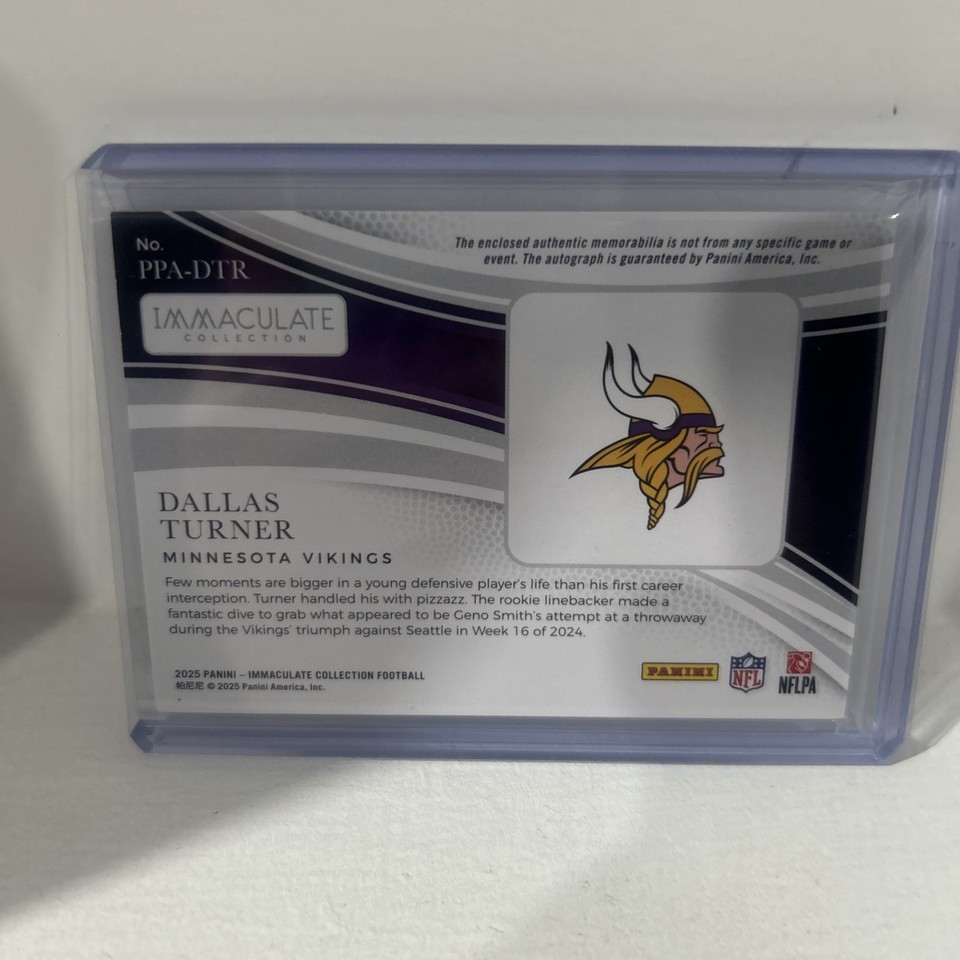 Dallas Turner 2025 Panini Immaculate Collection 3 Color Patch Auto /99 ...