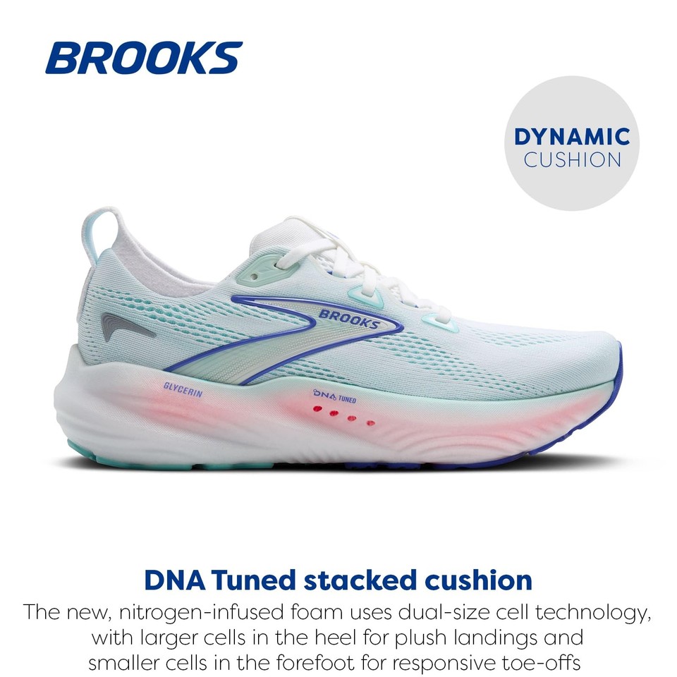 Brooks Women’s Glycerin 22 Neutral Running Shoe - White/Limpet Shell ...