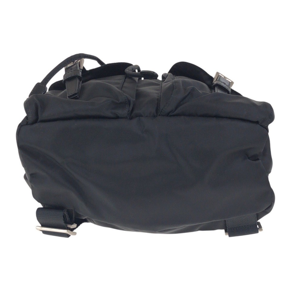 Excellent Condition PRADA Tessuto Triangle Logo Plate Black Silver ...