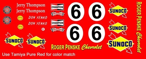 #6 Roger Penske Chevrolet Sunoco Corvette 1967 1/64th HO Scale Slot Car ...