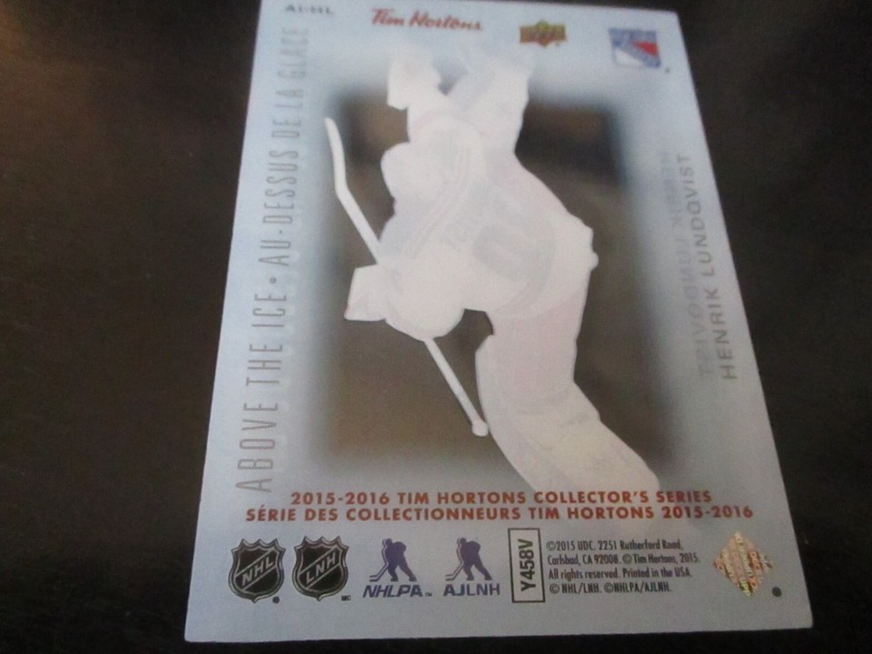 henrik lundqvist (new york rangers-g) 2015/16 upper deck TIM HORTONS ...