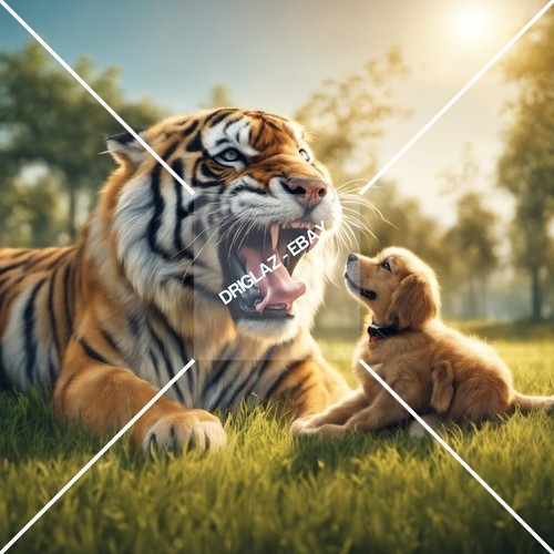 Tiger & Dog Digital Image Picture Photo Background Wallpaper Design Art ...