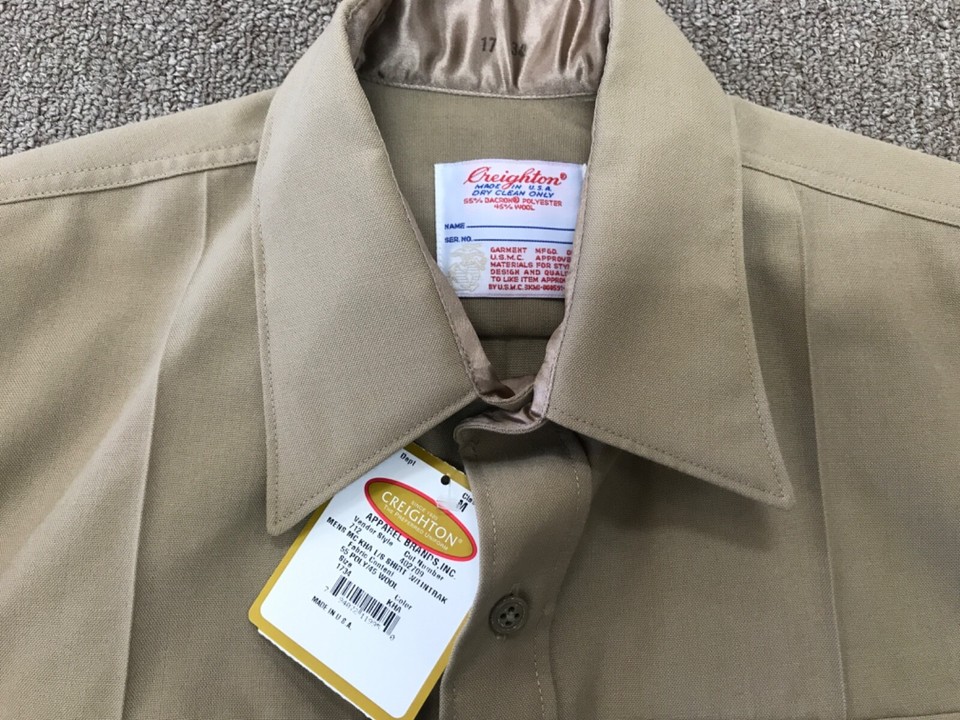US MARINE DRESS SHIRT KHAKI CHARLIE UNIFORM CREIGHTON 17 x 34 NWT | eBay