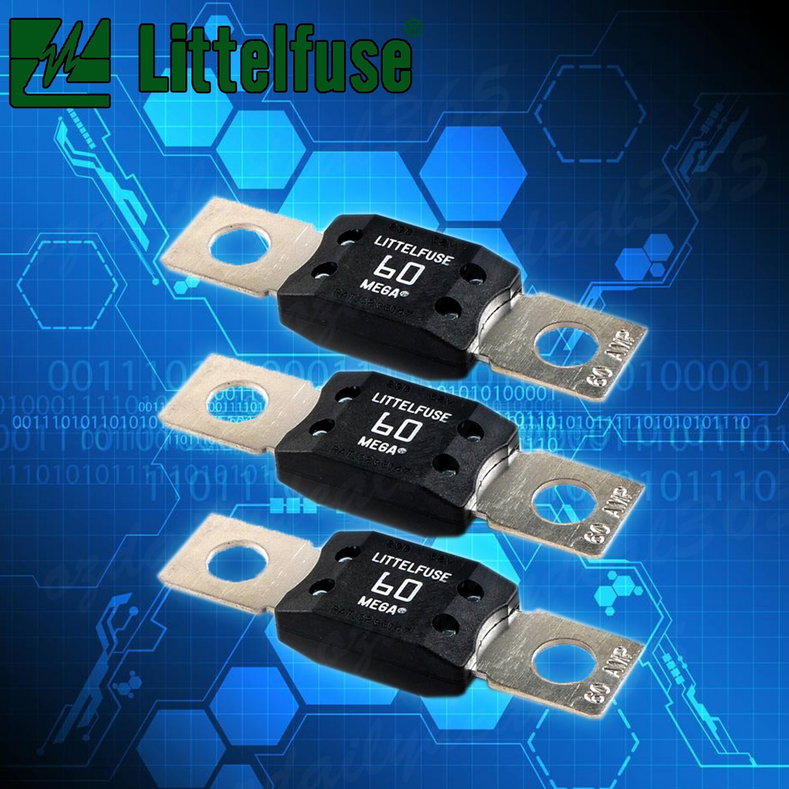 3pcs GENUINE LITTELFUSE MEGA FUSE 60A AMP FUSES DUAL BATTERY BATTERIES ...