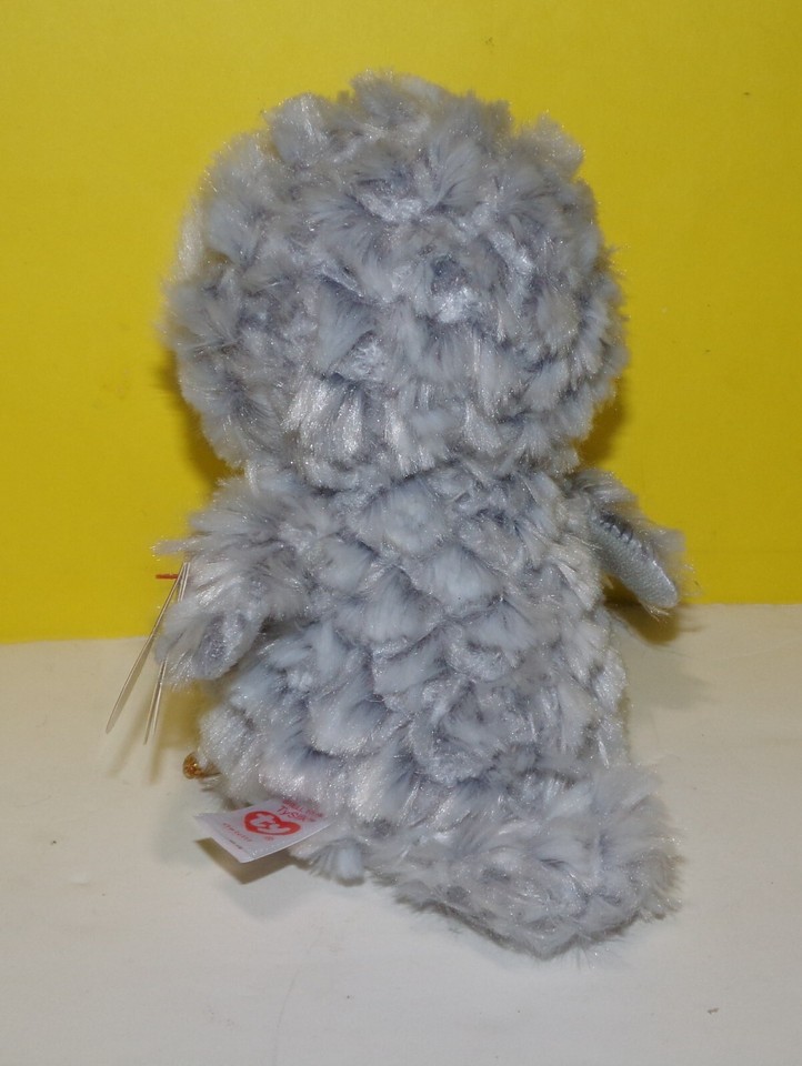 Ty Beanie Boo Boos Owlette Silver & Gold Owl 6" Sparkle Eyes Plush w ...