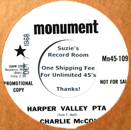 Charlie McCoy Harper Valley PTA / Juke Country Instrumental DJ EX 45 7 ...