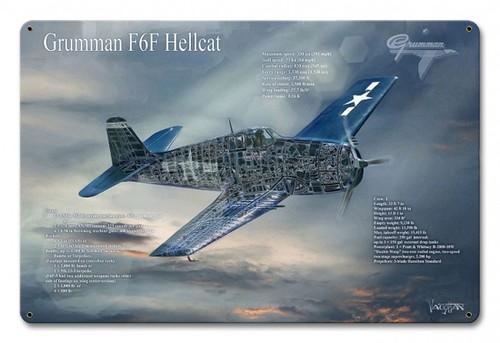 Grumman F6F Hellcat Cutaway Metal Sign - Hand Made in USA with American ...