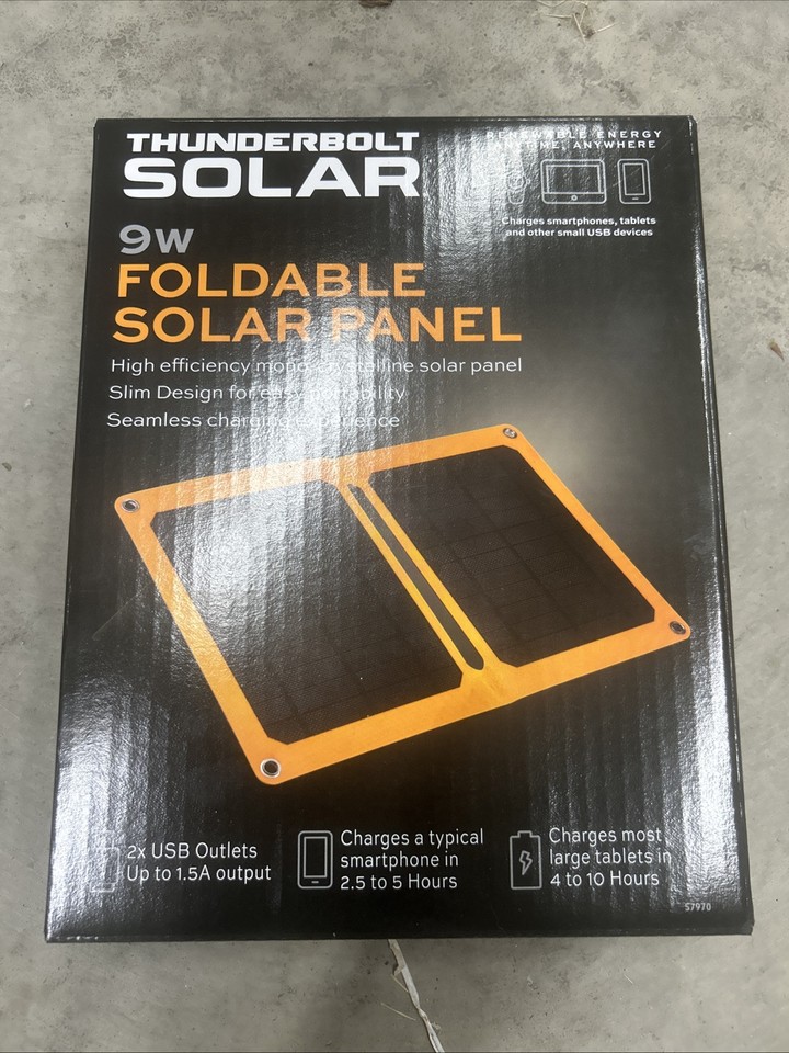 THUNDERBOLT Foldable Solar Panel with 2 USB Outlets Up to 3A Output 1 ...