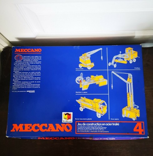 Ancien Vintage MECCANO Jeu Construction en Acier Traité N°4 Réf 030204 ...