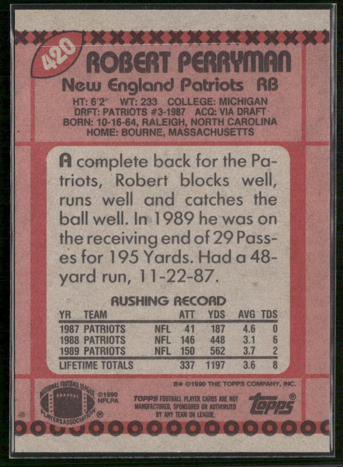 1990 Topps #420 Robert Perryman | eBay