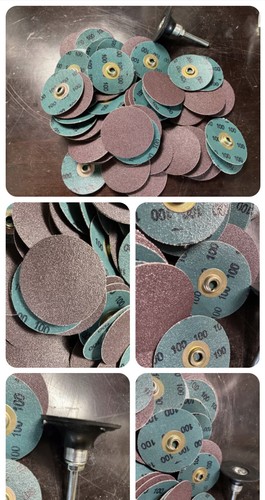 100 DISC LOT 3M Roloc Abrasive Sanding Die Grinder Discs 2" 100 Grit w ...