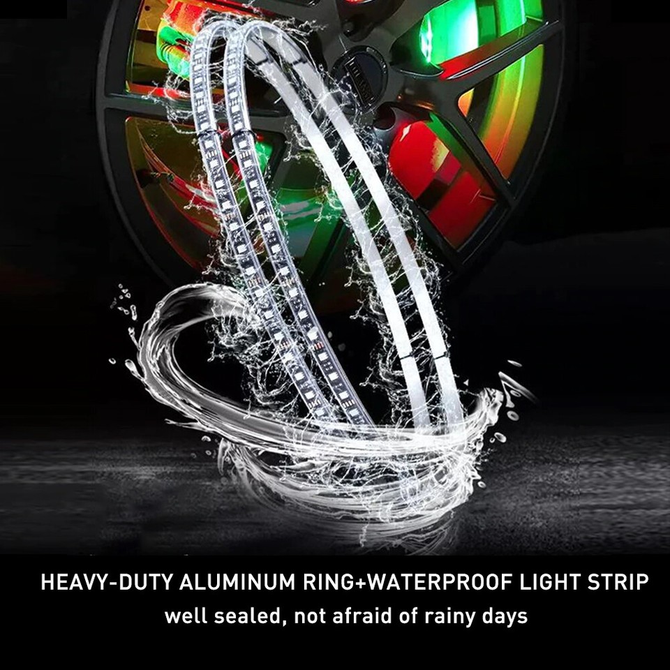 15.5" LED Wheel Ring Rim Lights RGB Color Chasing Brake & Turn Signal ...