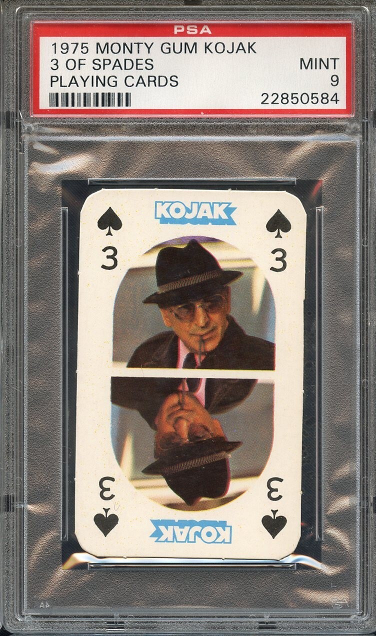 1975 MONTY GUM KOJAK PLAYING CARDS 3 OF SPADES PSA MINT 9 Population 2 ...