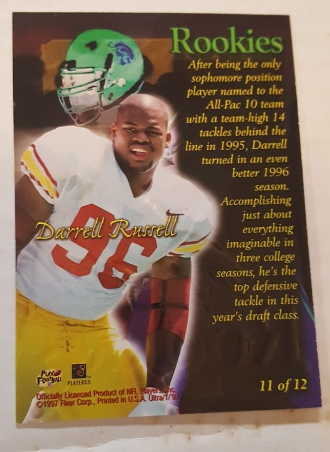 1997 Fleer Ultra Rookies #11 Darrell Russell USC Trojans Rookie ...