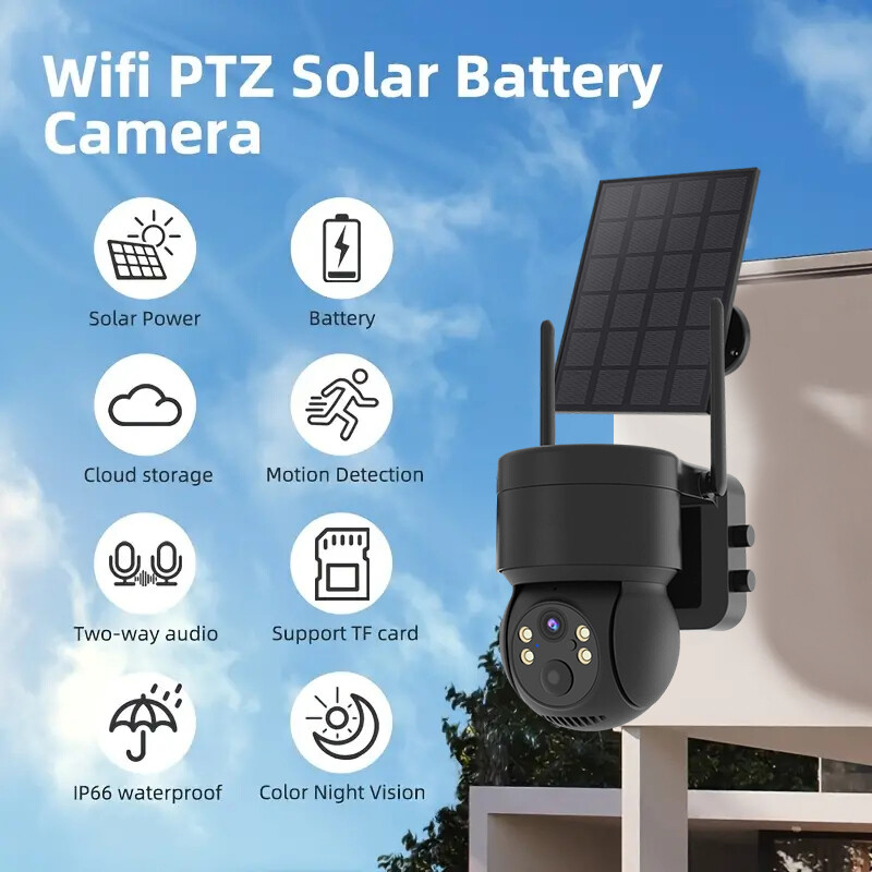 ICSEE 1080P PTZ Solar Security Camera Outdoor 360° Wireless WiFi Solar ...