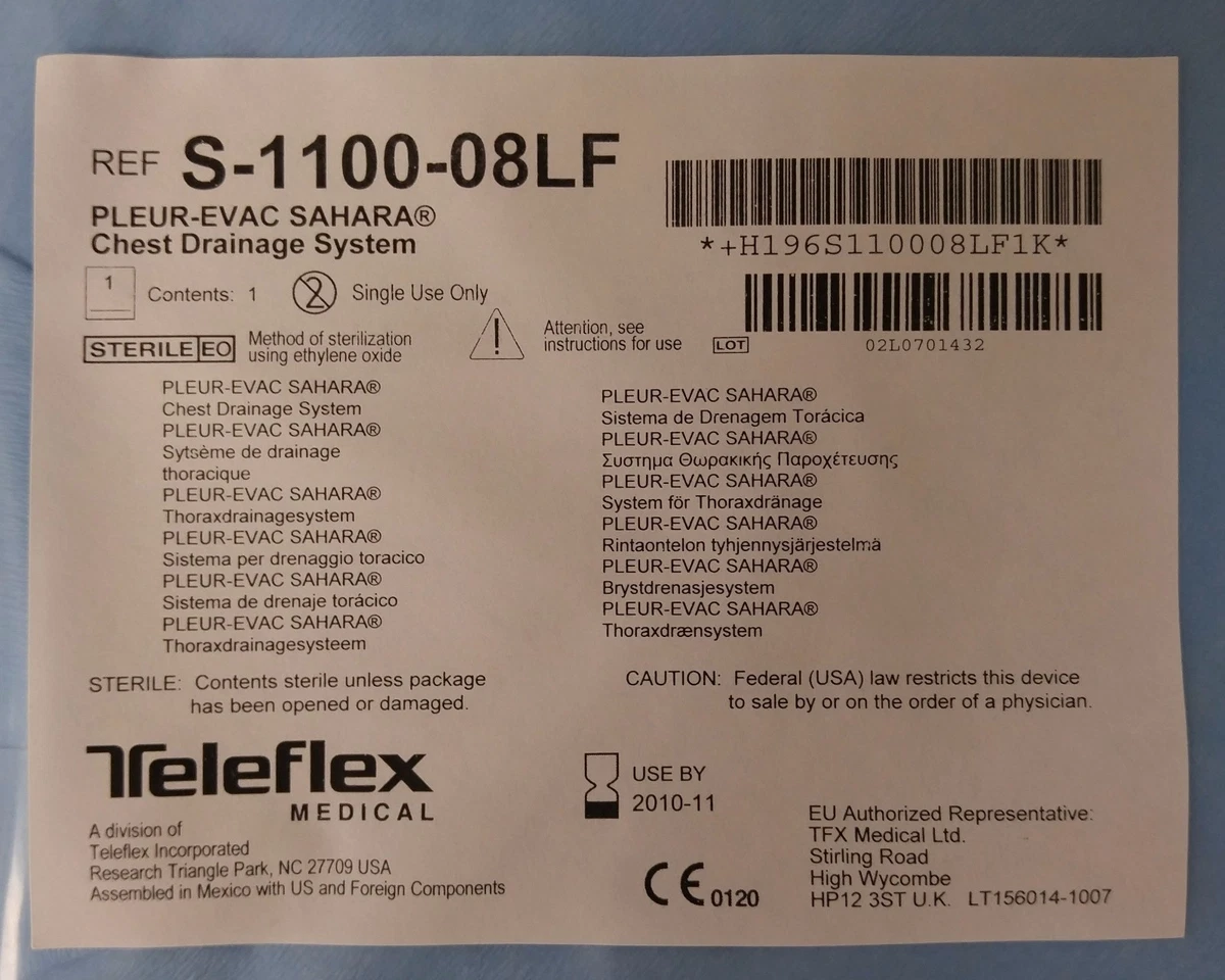 Pleur Evac Sahara Chest Tube