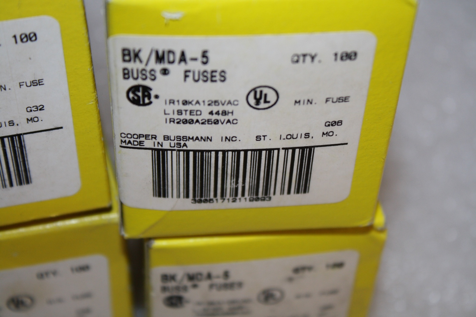 BK/MDA-5 Cartridge Fuses 250V 5A Time Delay Ceramic Size/:3AB box of ...