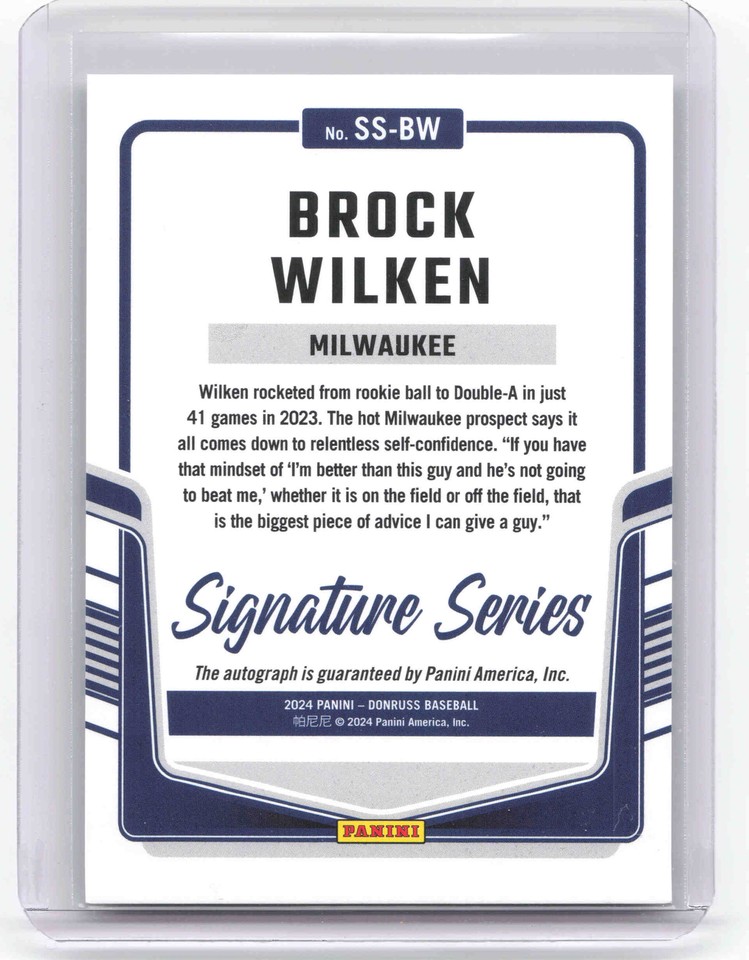 2024 Panini Donruss #SS-BW Brock Wilken Signature Series Auto | eBay