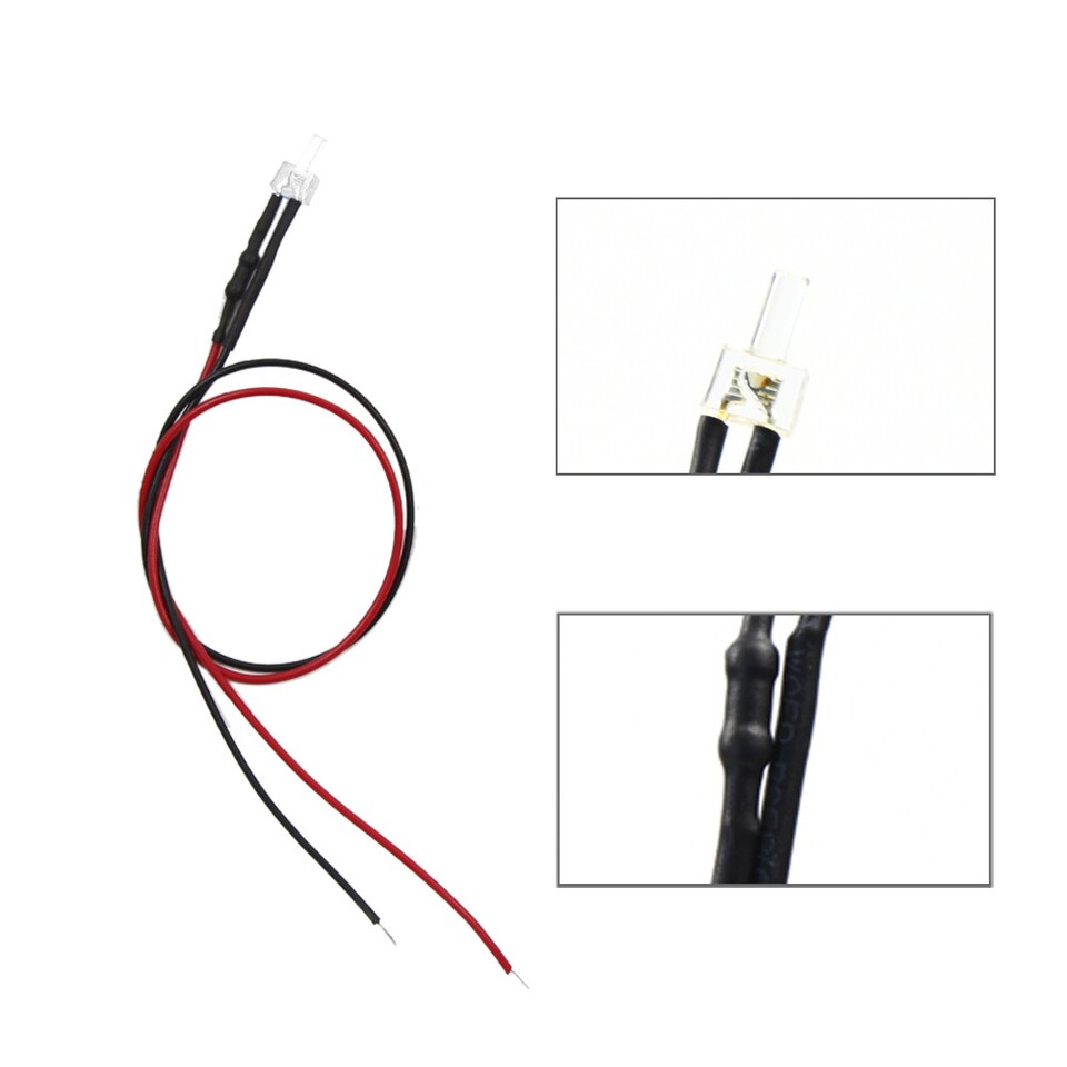 20pcs Pre-wired Resistor 26awg 20cm Wire Bright White 2mm LED Lamp ...