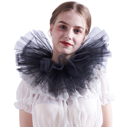 Elizabethan Chiffon Neck Ruff Detachable Collar Medieval Costume Neck ...