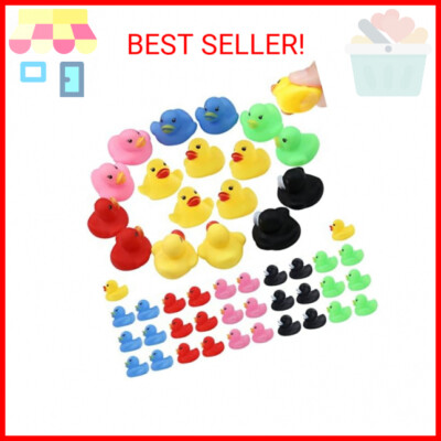 50 Pack Multicolor Mini Rubber Ducky Float Ducks Baby Bath Toy, Great ...