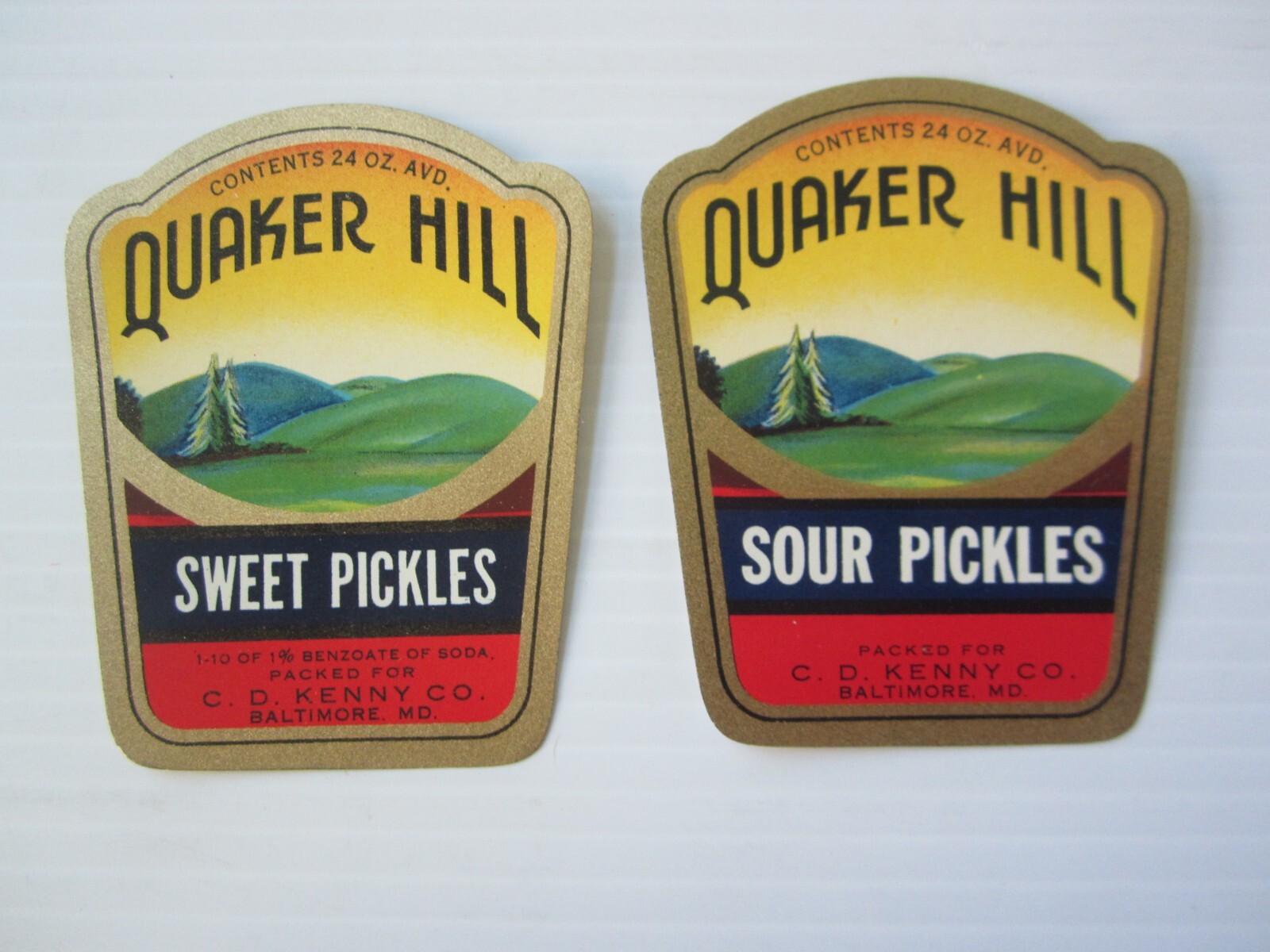 Lot of 2 Old Vintage c.1930's QUAKER HILL - Pickle LABELS - Kenny ...