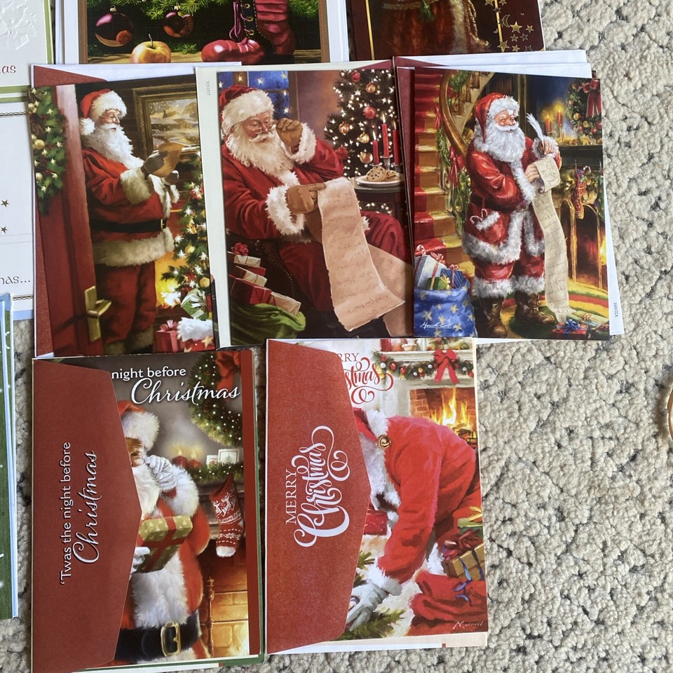 LOT 30 Christmas XMAS Santa Vintage Greeting Cards embossed Foil | eBay
