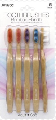 Swissco Toothbrush Eco Bamboo Handles Soft New 5 Pack | eBay