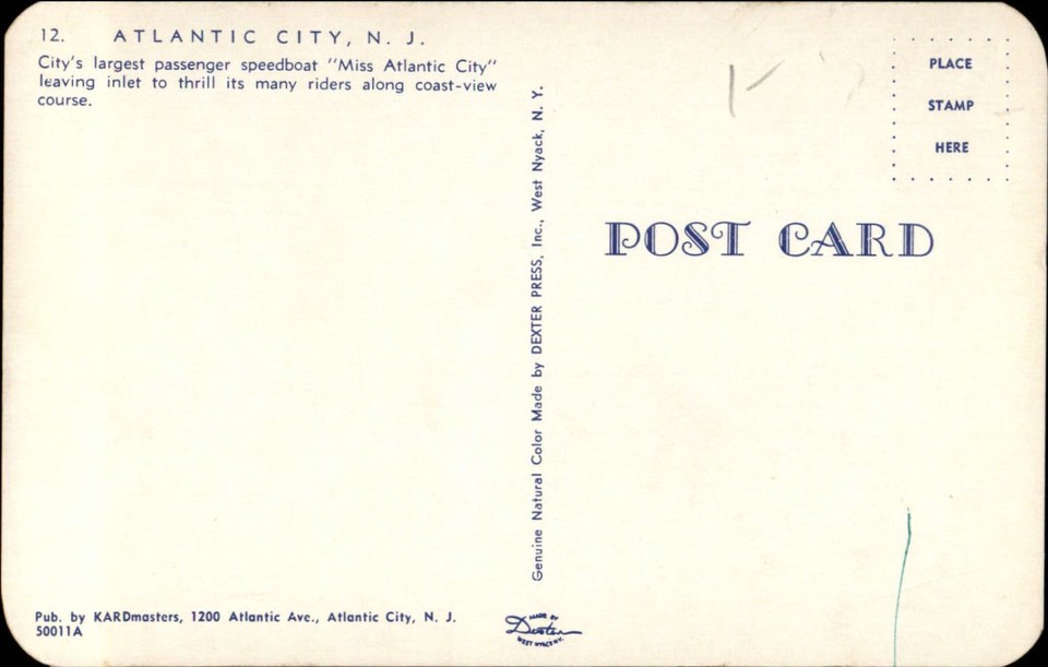 Atlantic City New Jersey Miss Atlantic City passenger boat ~ postcard ...