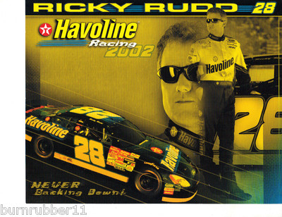 2002 RICKY RUDD "HAVOLINE" #28 NASCAR WINSTON CUP SERIES POSTCARD | eBay