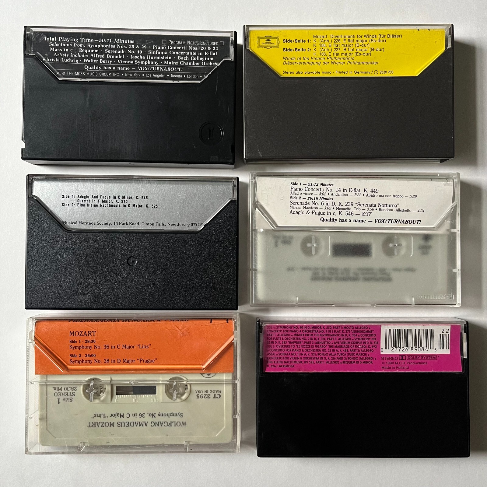 Lot of 6 MOZART Classical Music Cassette Tapes ~ ALL PLAY TESTED ...