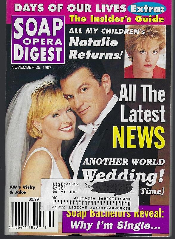 Soap Opera Digest November 25, 1997 Vicky Jake AW Wedding Steve Burton ...