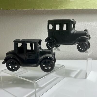 Two (2) Cast Iron Model T Ford Toy Cars / Forder Sedan / Coupe ...