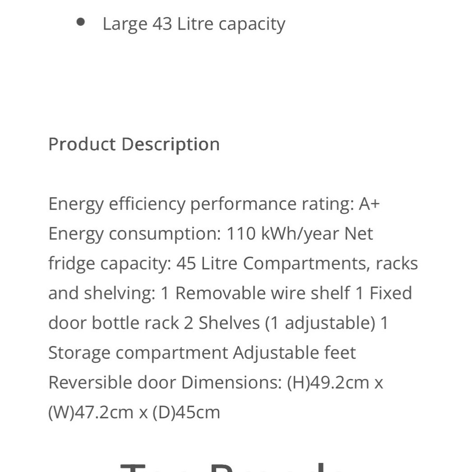 Russell Hobbs RHTTLF1SS 43L Table Top Mini Fridge Small Ice Box ...