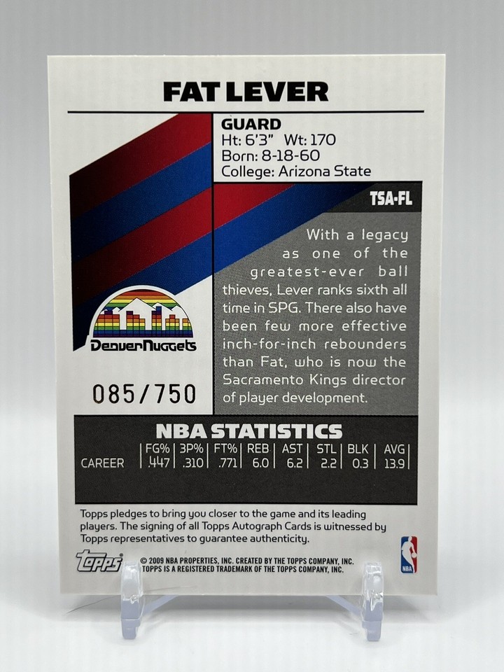 FAT LEVER AUTO 2009-10 TOPPS SIGNATURE AUTO /750 AUTOGRAPH NBA DENVER ...