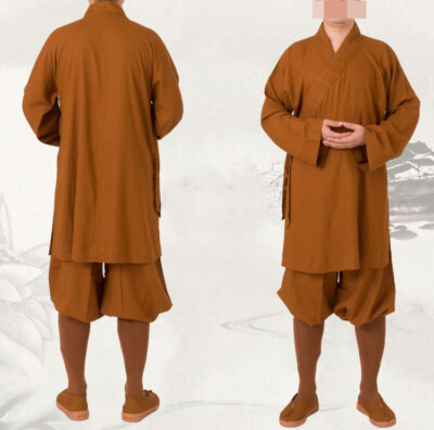 thick linen buddhist shaolin monk kung fu suits zen uniforms lay arhat ...