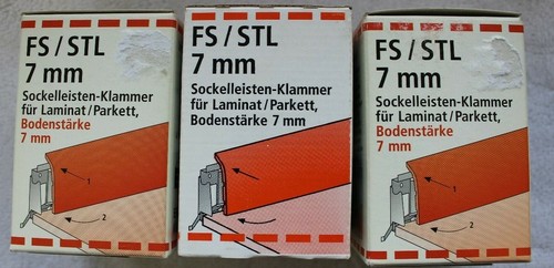 Erü Sockelleisten-Klammer System FS/ STL 7mm 30 Stück Laminat / Parkett ...