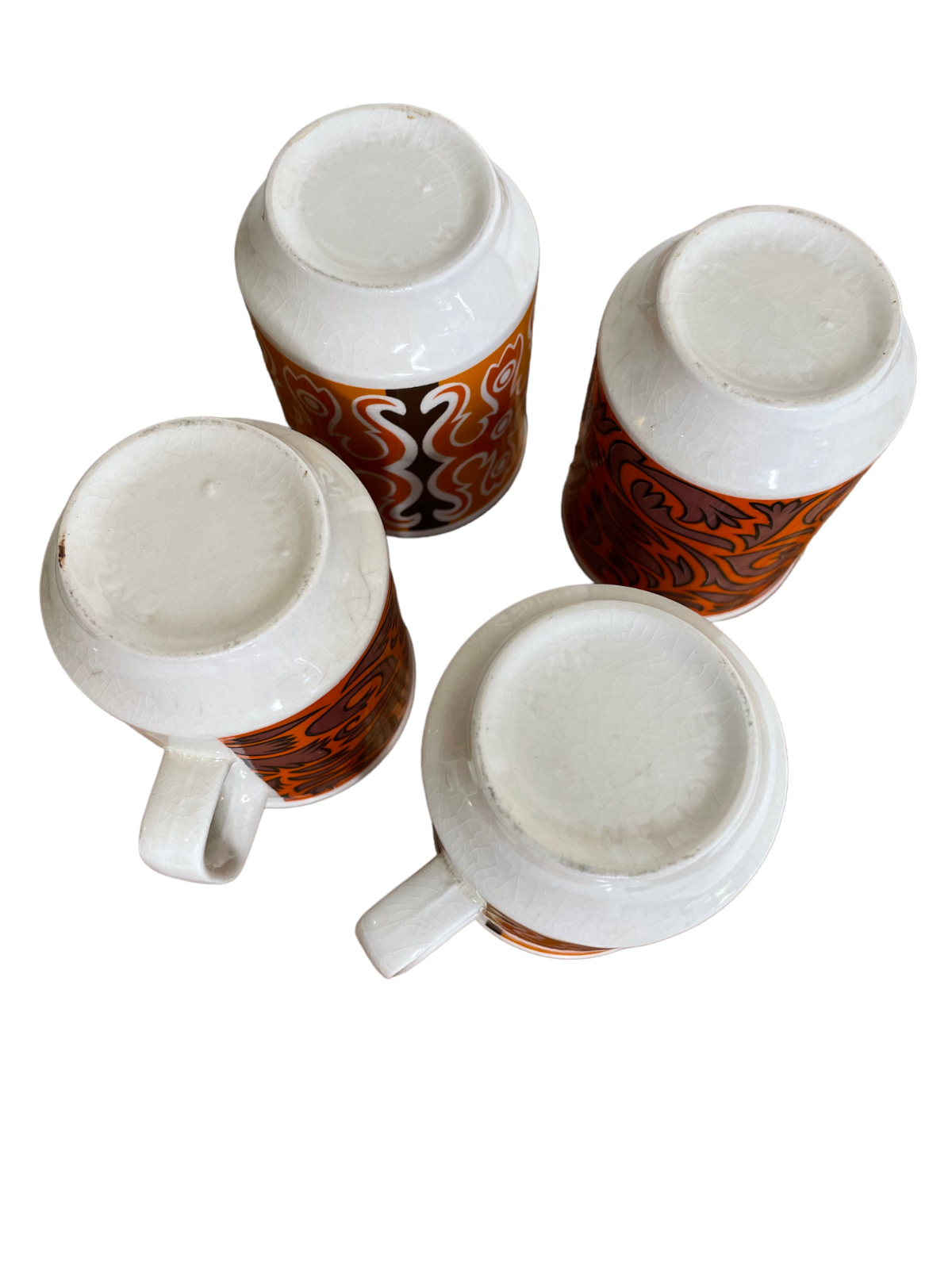 Vintage AWS Arthur Wood England Coffee Tea mugs Cups orange geometric ...