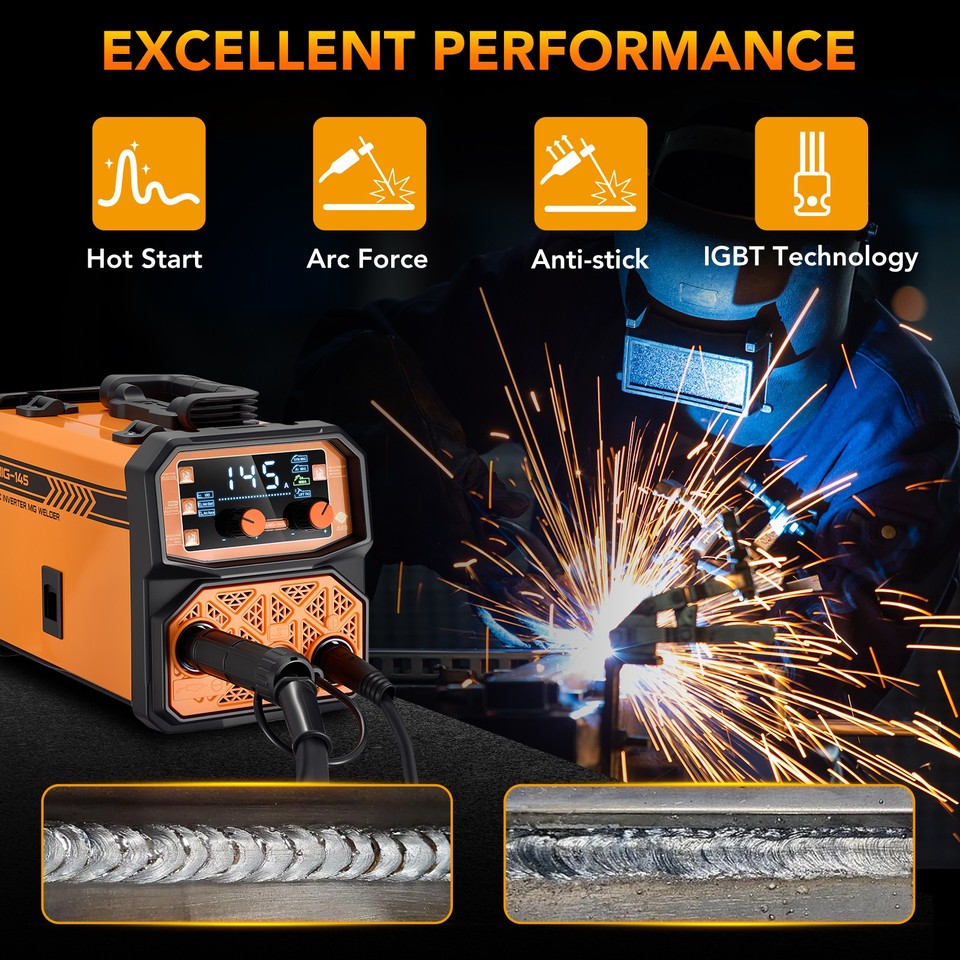 3-in-1 Welding Machine 145Amp Flux Core MIG Stick Lift TIG Welder 110V ...